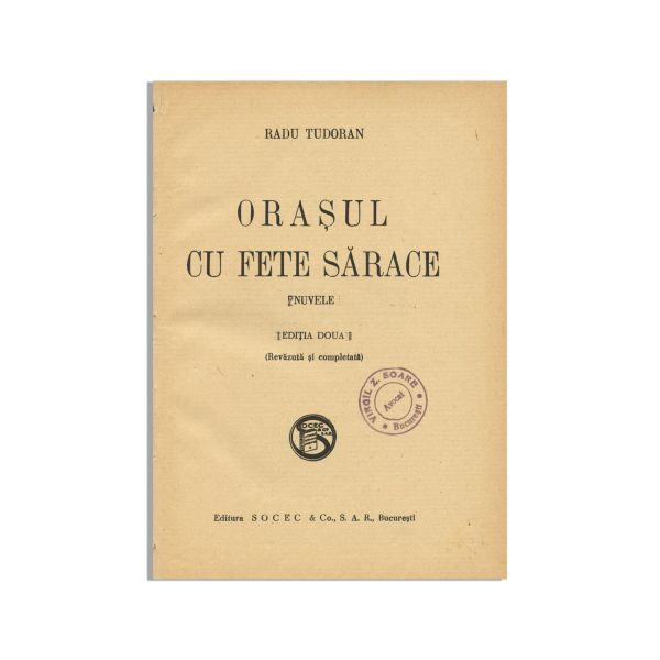 Radu Tudoran, Orașul cu fete sărace, [1944], cu dedicație pentr