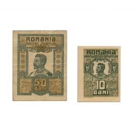 Două bancnote, 50 de bani și 10 bani, 1917