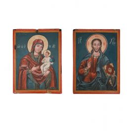 Hristos Pantocrator și Născătoarea de Dumnezeu, două icoane,