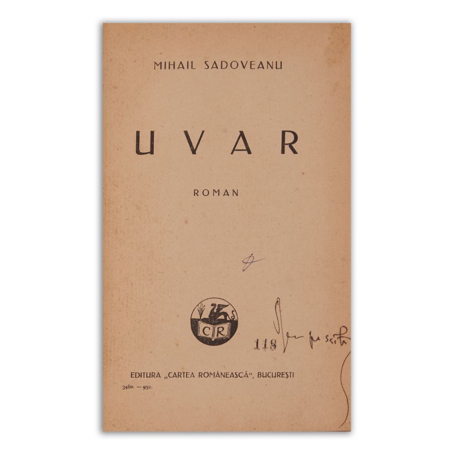 Mihail Sadoveanu, Uvar, 1932, cu dedicație pentru Perpessicius