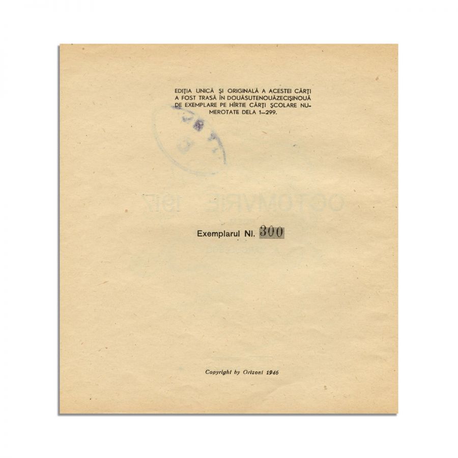 Scarlat Callimachi, Octombrie 1917