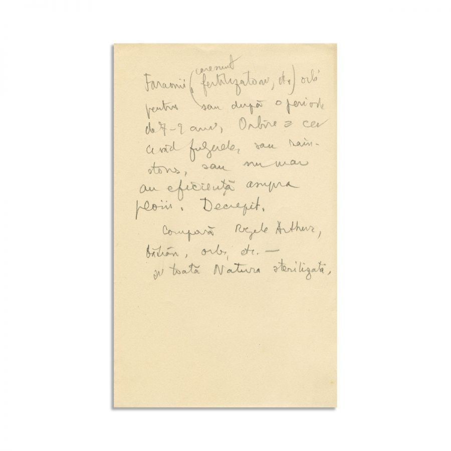 Mircea Eliade, Graal, două file manuscris