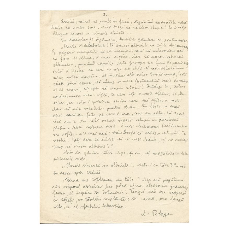 Lucian Blaga, Întâlnire cu ariciul, trei file manuscris