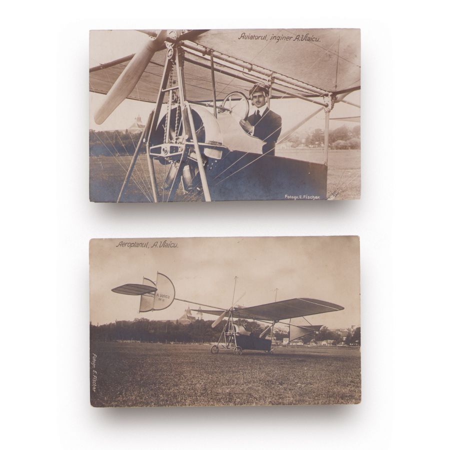 Aviatorul ing. Aurel Vlaicu, două fotografii tip carte poștal