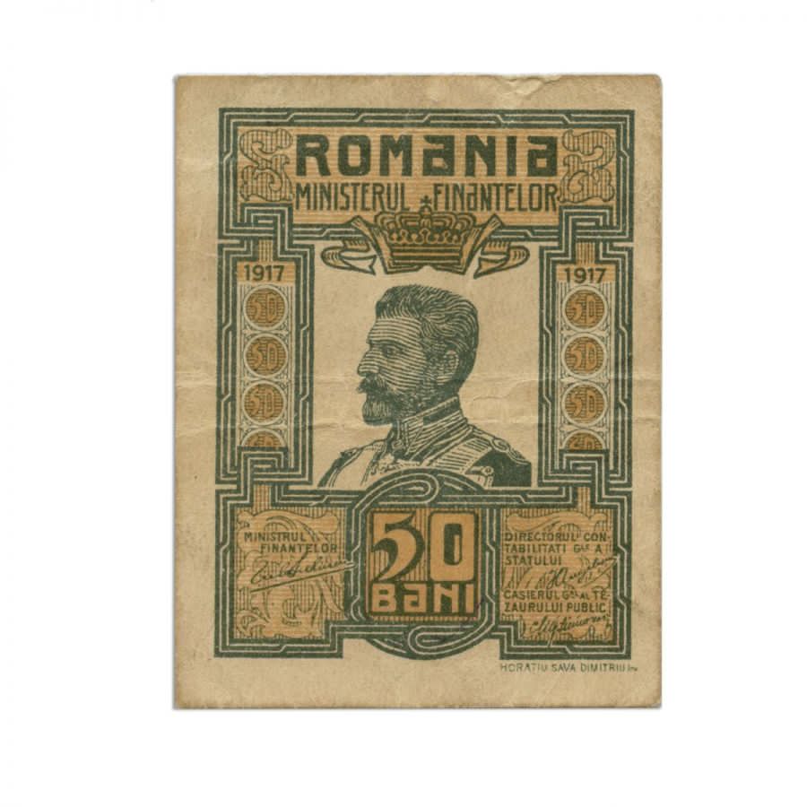Două bancnote, 50 de bani și 10 bani, 1917