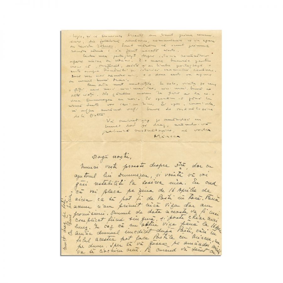 Mircea și Nina Eliade, scrisoare adresată părinților, 8 aprilie