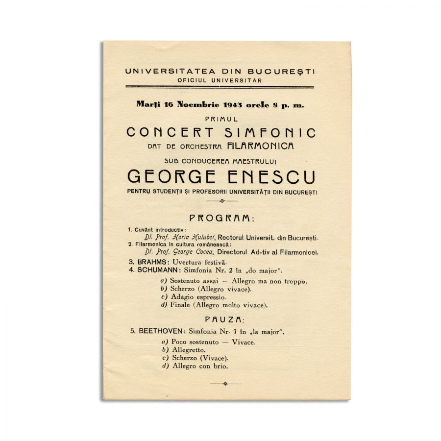 Program, Concert simfonic festiv, Ateneul Român, 1943